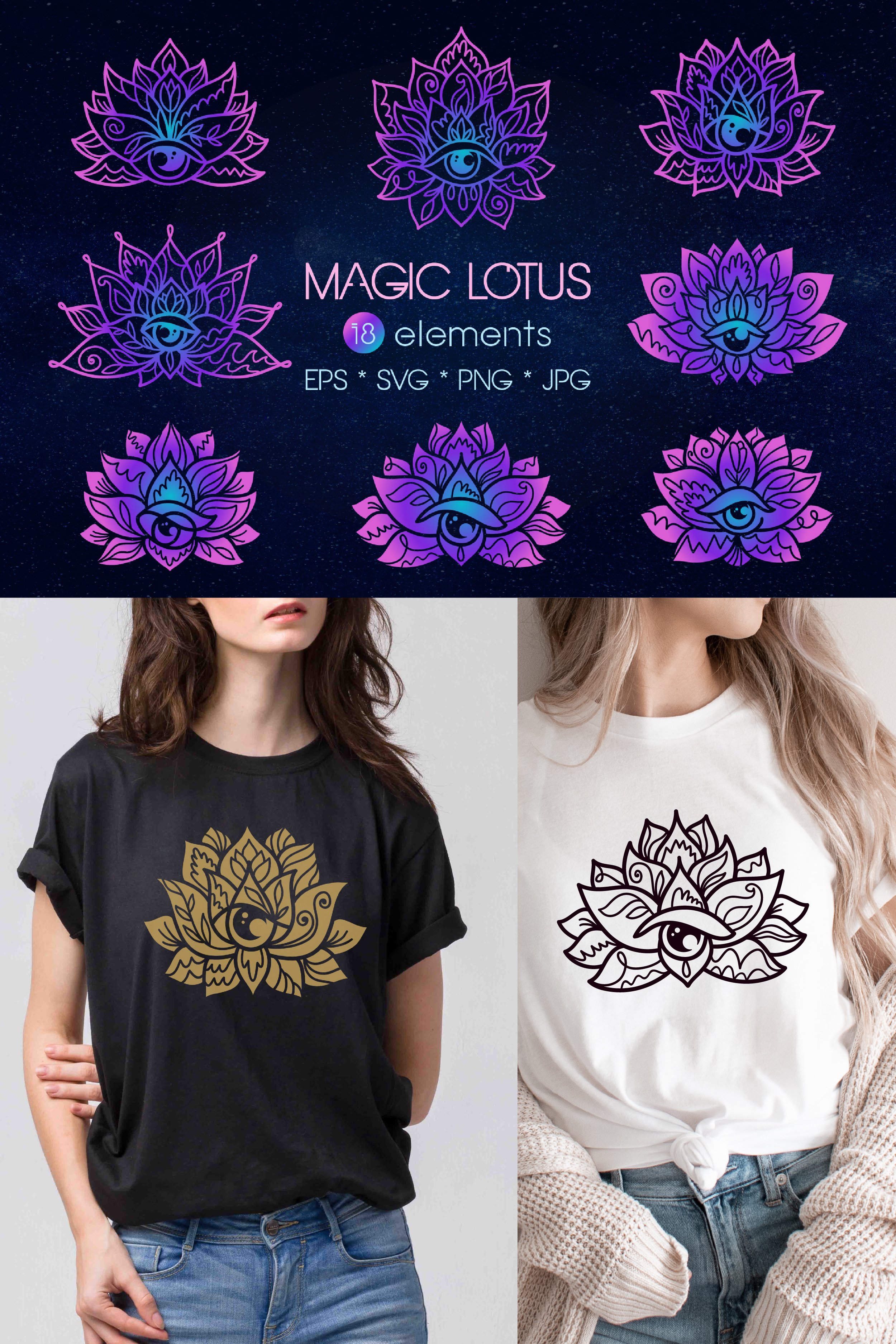 18 lotus flower with all seeing eye SVG and PNG clipart