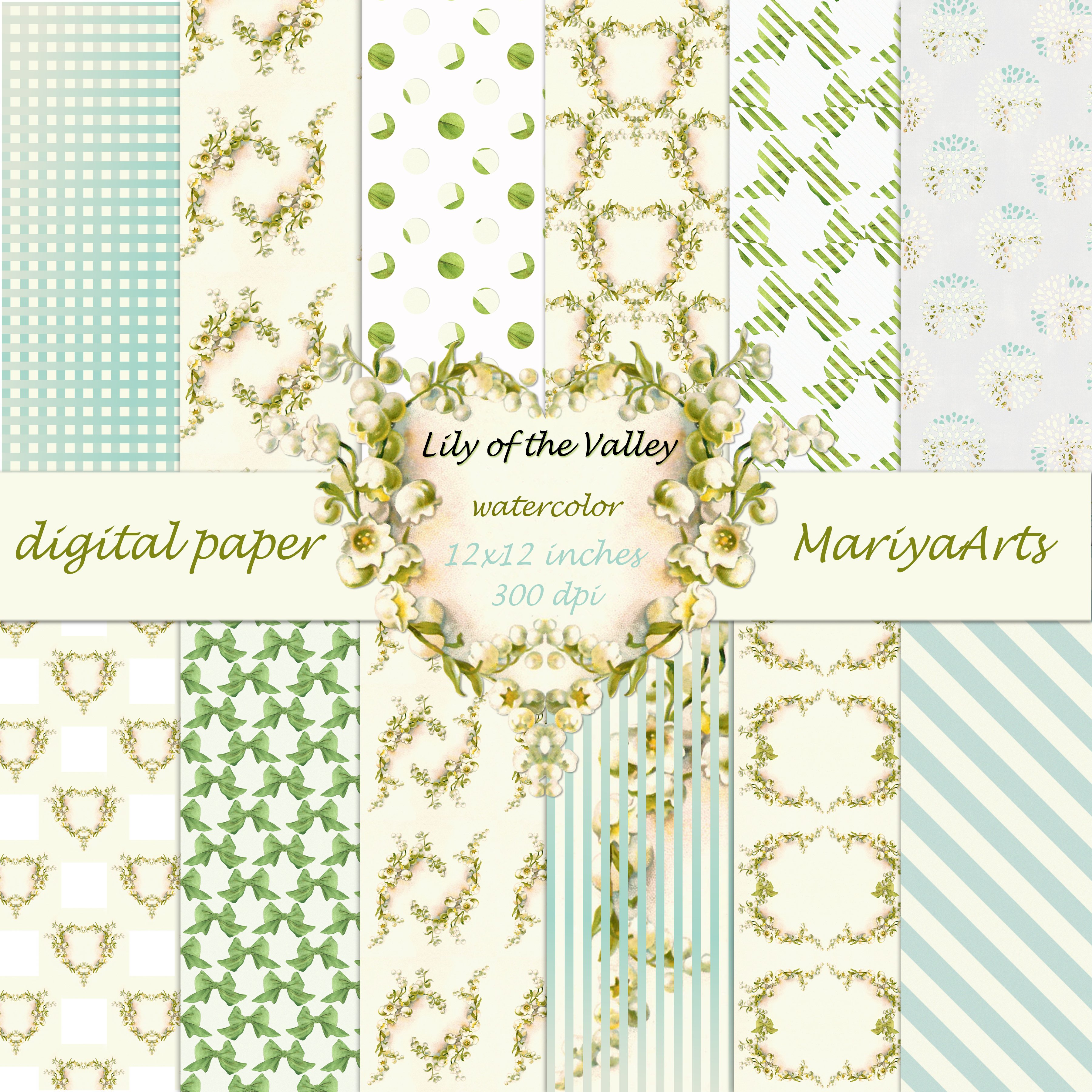 Lily of the Valley, Background Textures, Digital Paper Pack