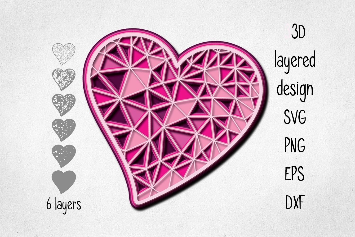 3D layered Heart Cut file (1132261)