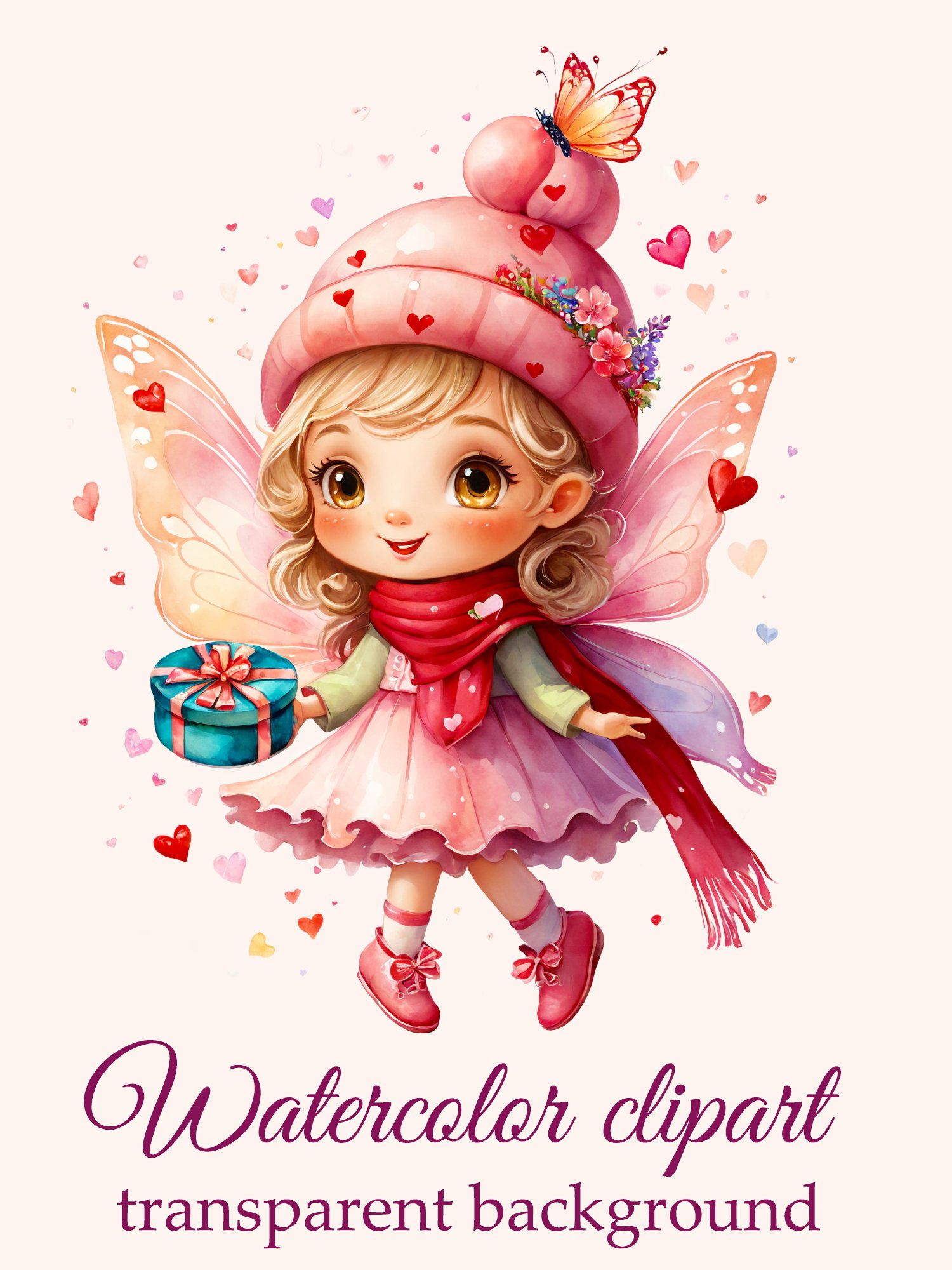 Spring Flower Fairy Watercolor Clipart for Spring Design