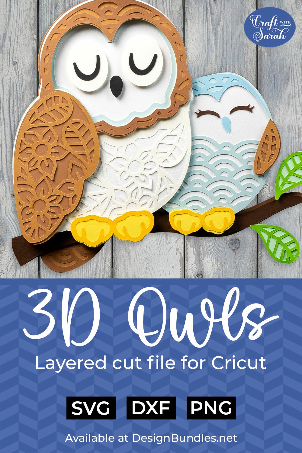 Mother & Baby Owls SVG | 3D Cute Owl Layered SVG Cut File