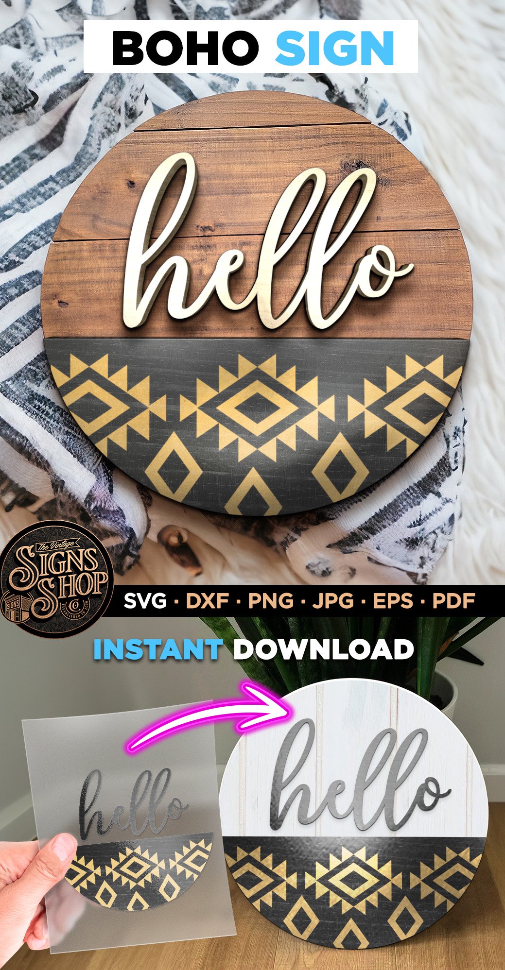 Boho and Farmhouse SVG Round Signs