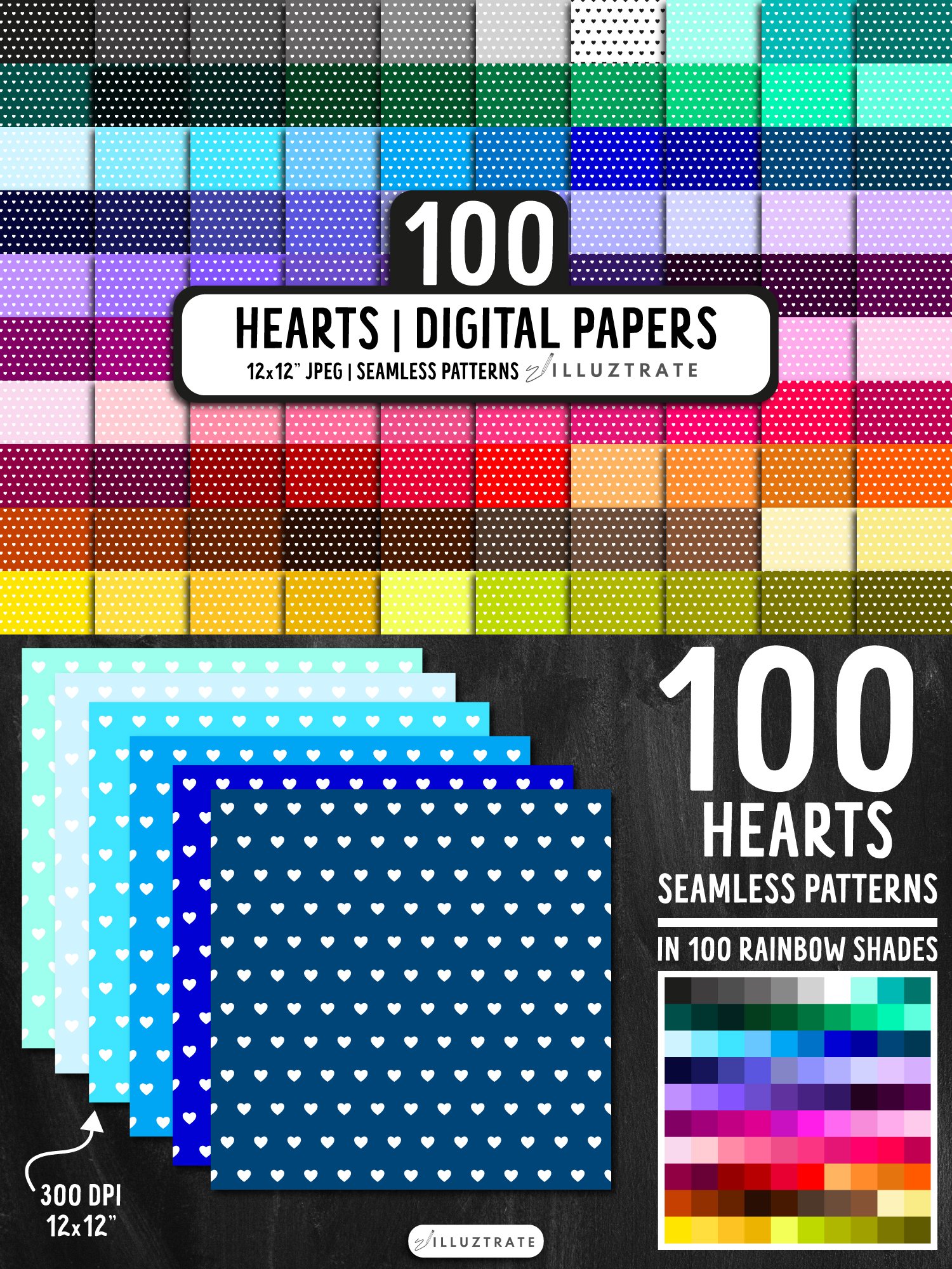 Hearts Digital Paper Pack | Hearts Pattern Seamless Paper