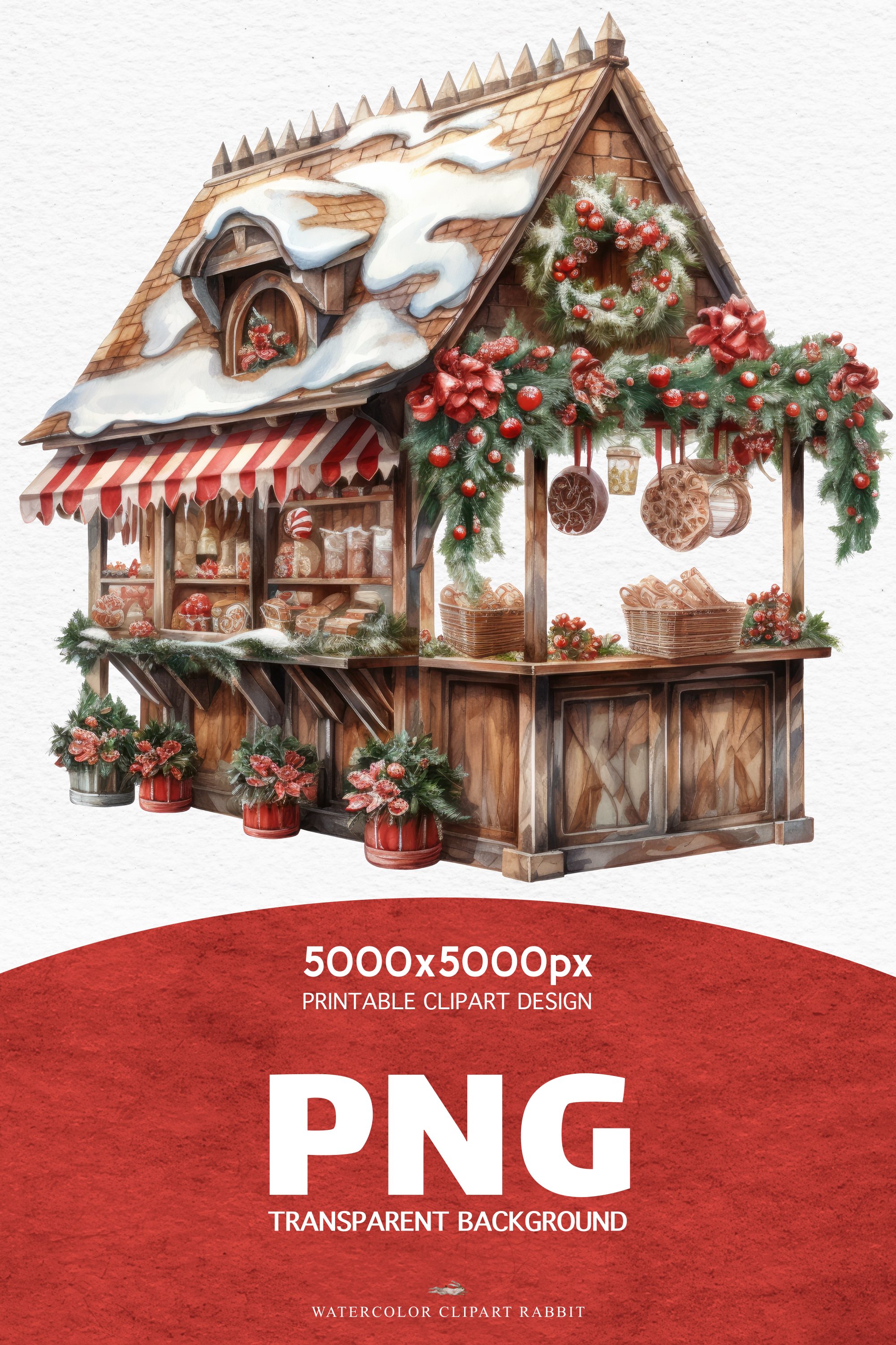 Christmas Vintage Candy Storefront House Winter Shop Clipart