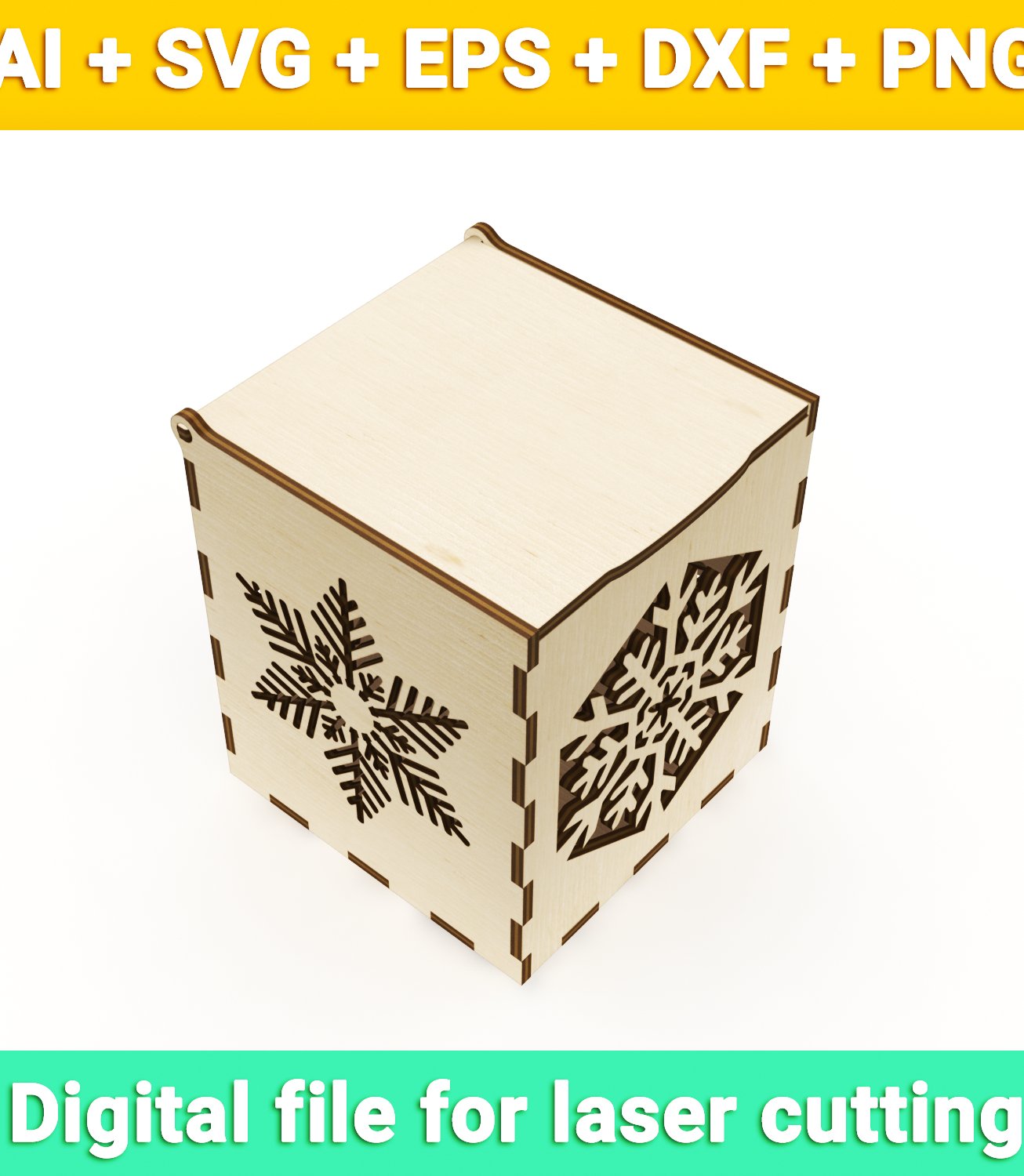 Box "Snowflake" vector for CNC svg vector file