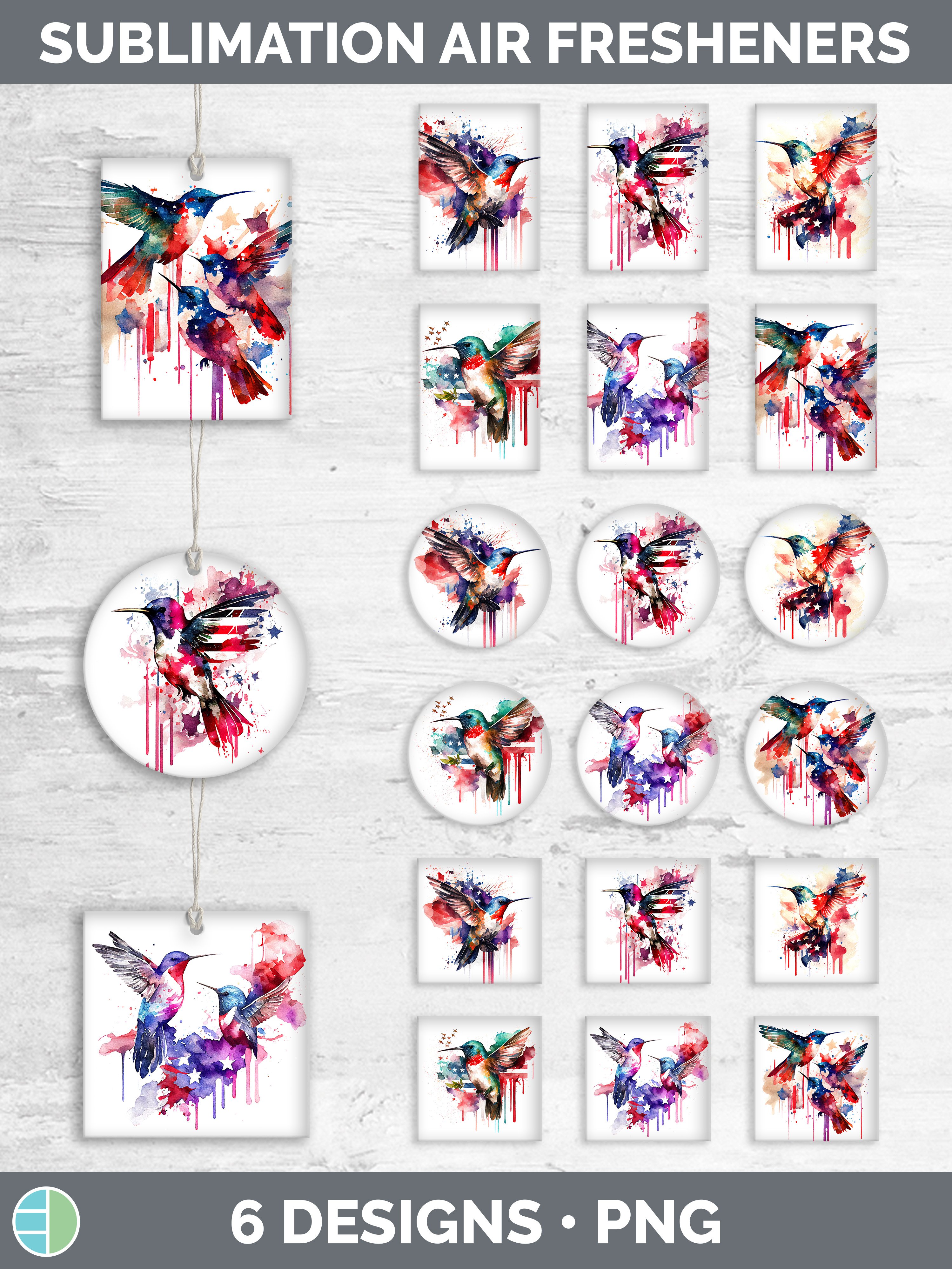 Patriotic Hummingbird Bird Air Freshener | Sublimation Car F