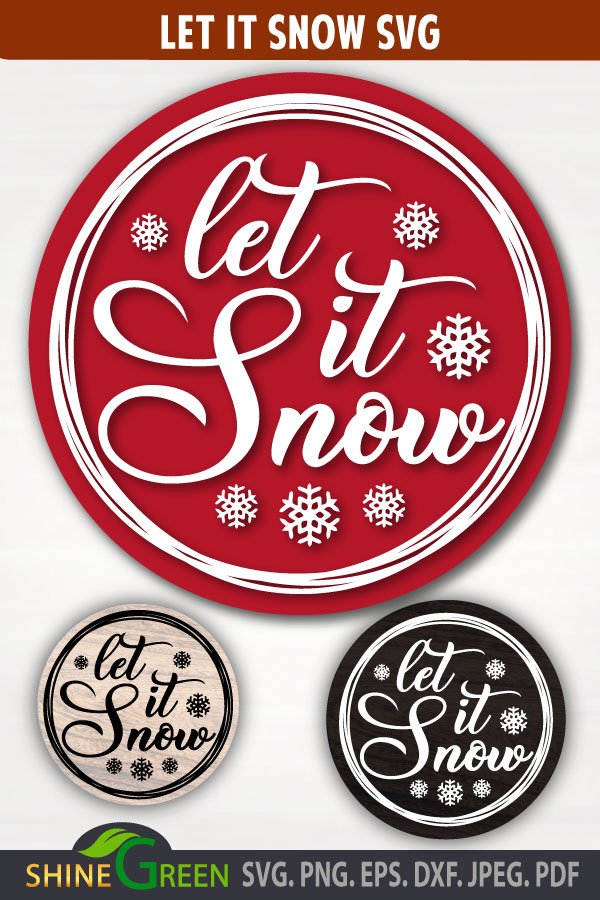 Christmas Ornament SVG - Let it Snow Round