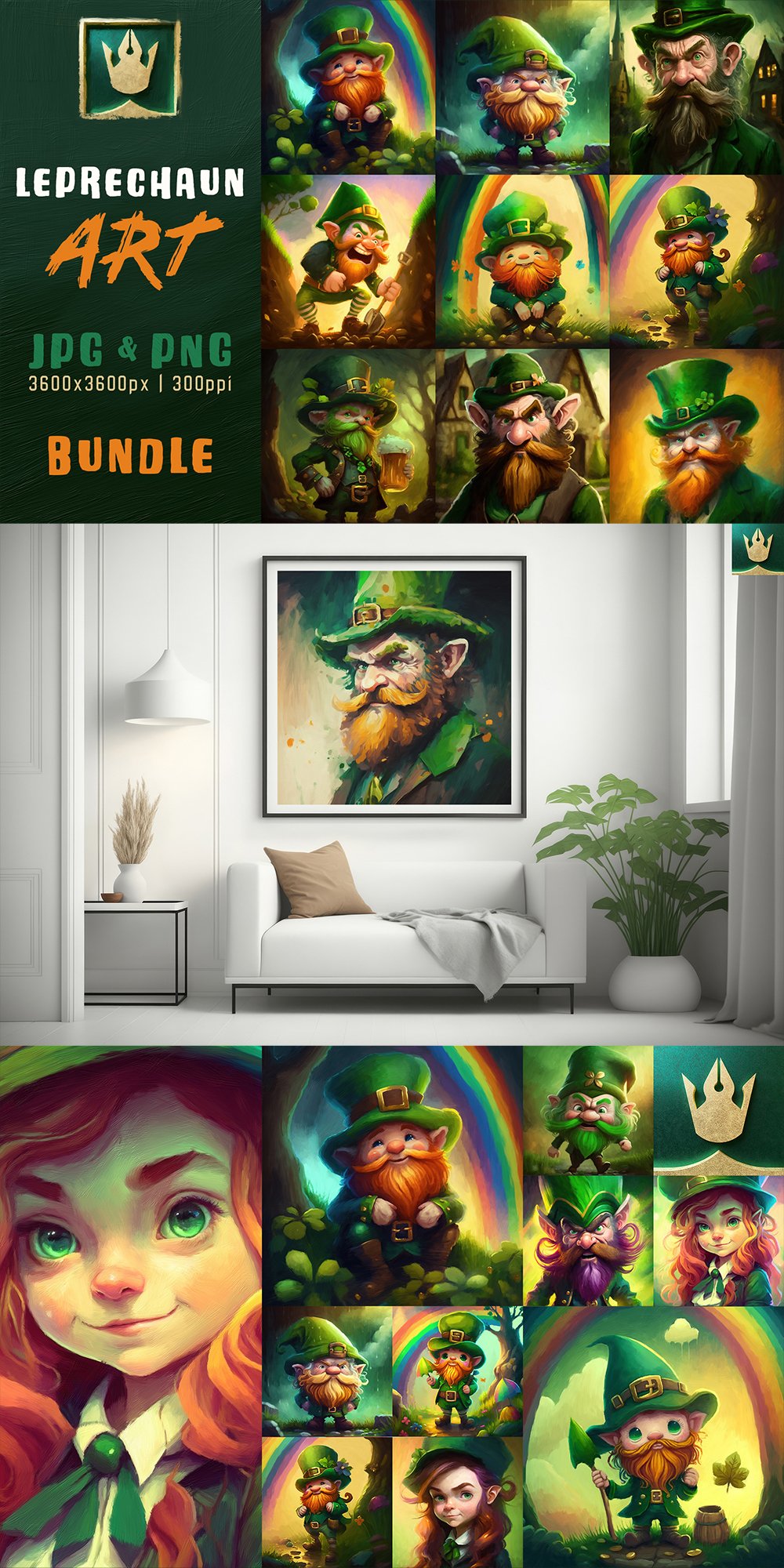 Leprechaun Art | Sublimation Art Bundle | Oil Paintings