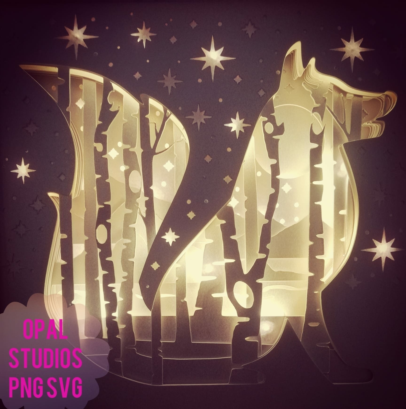 Forest FOxmountains nature 3d layered shadow box light box