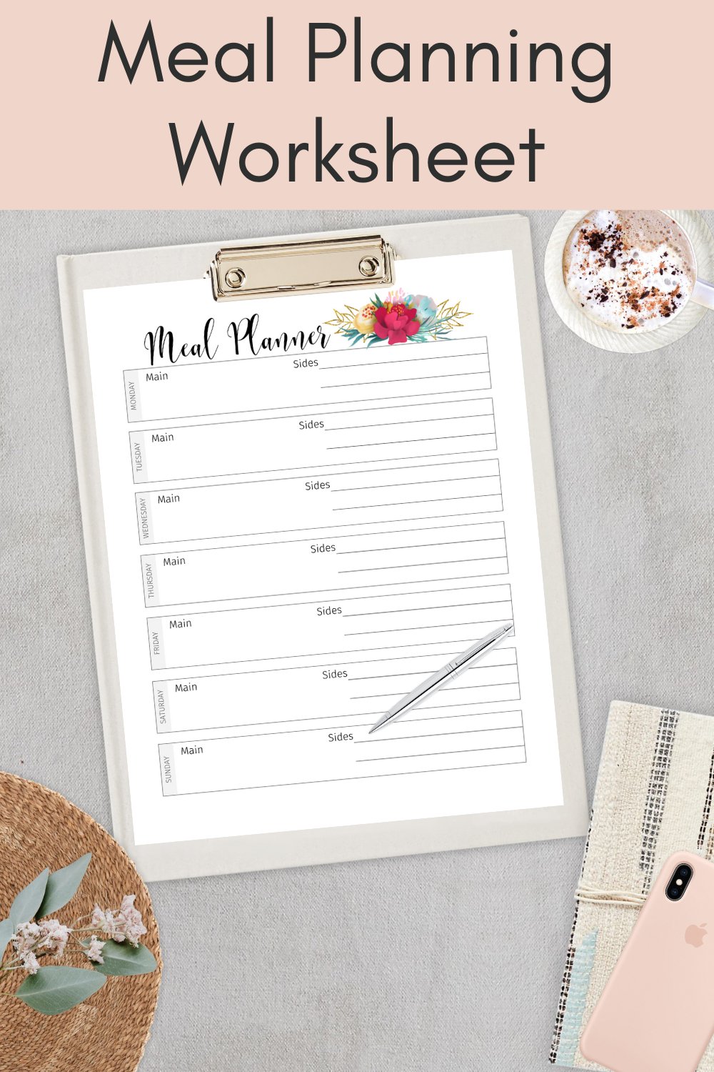 Meal Planning Worksheet with Sides (1353245)