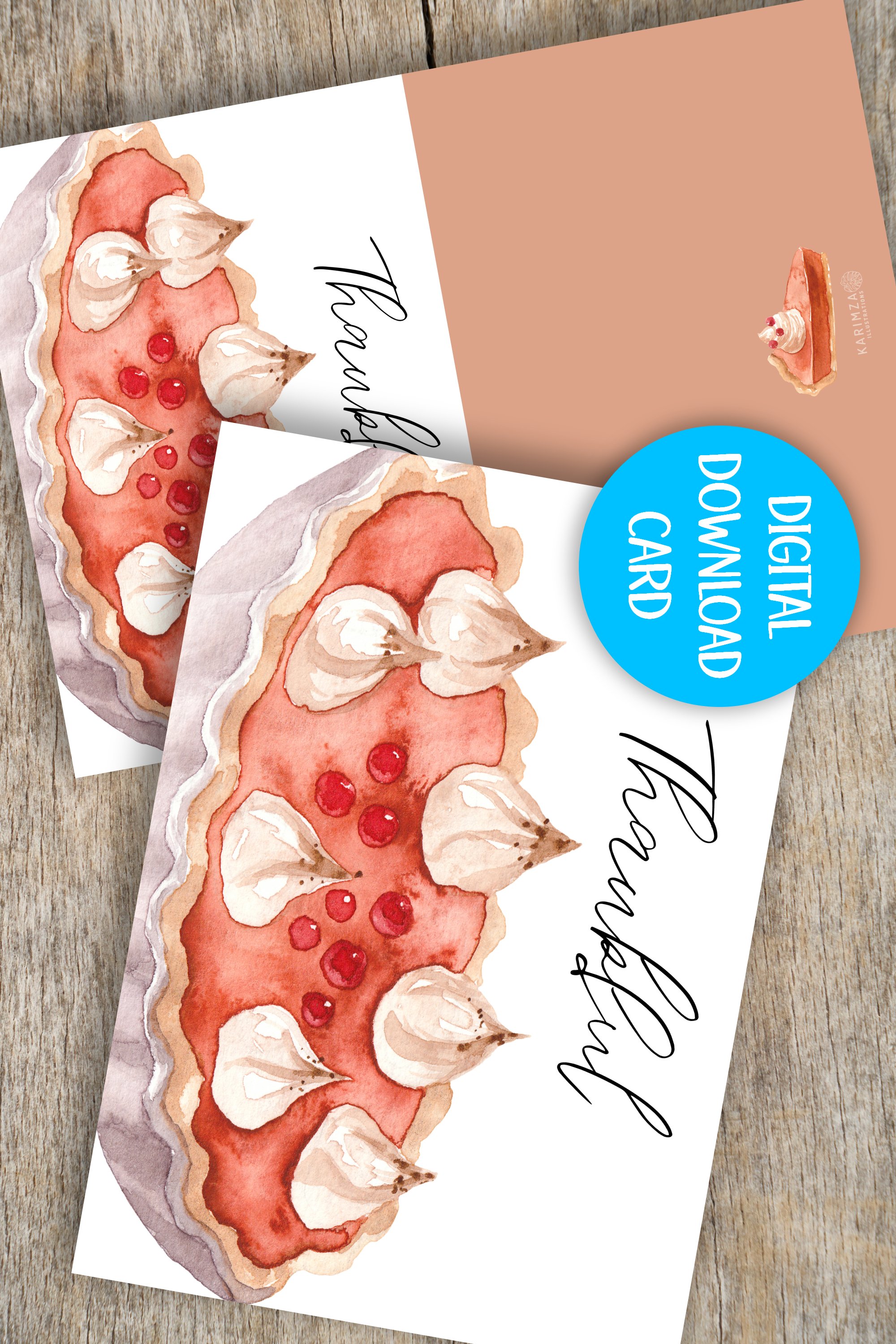 Printable Thankful Card, Instant Download, Pumpkin Pie