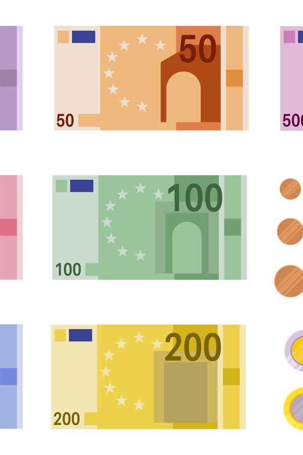 Euro banknotes. European banks financing, paper euro and dol