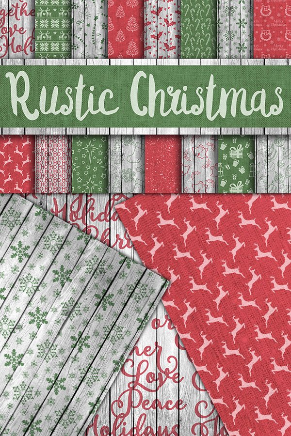 Rustic Christmas Digital Paper (44782)