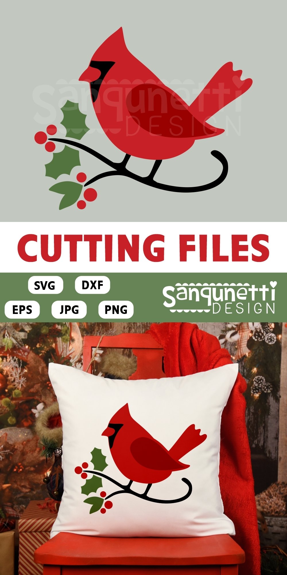 Festive Christmas Cardinal SVG Design