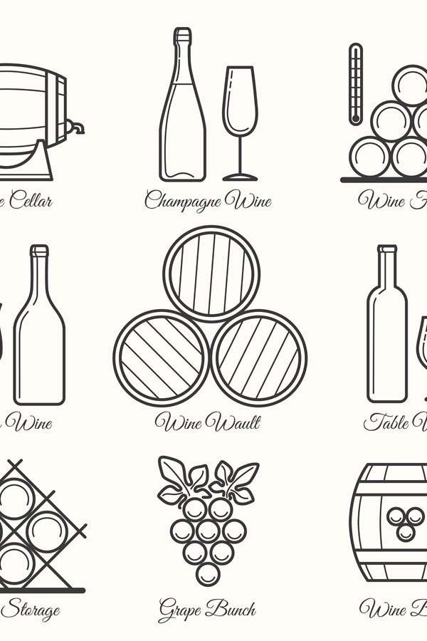 Wine line icons