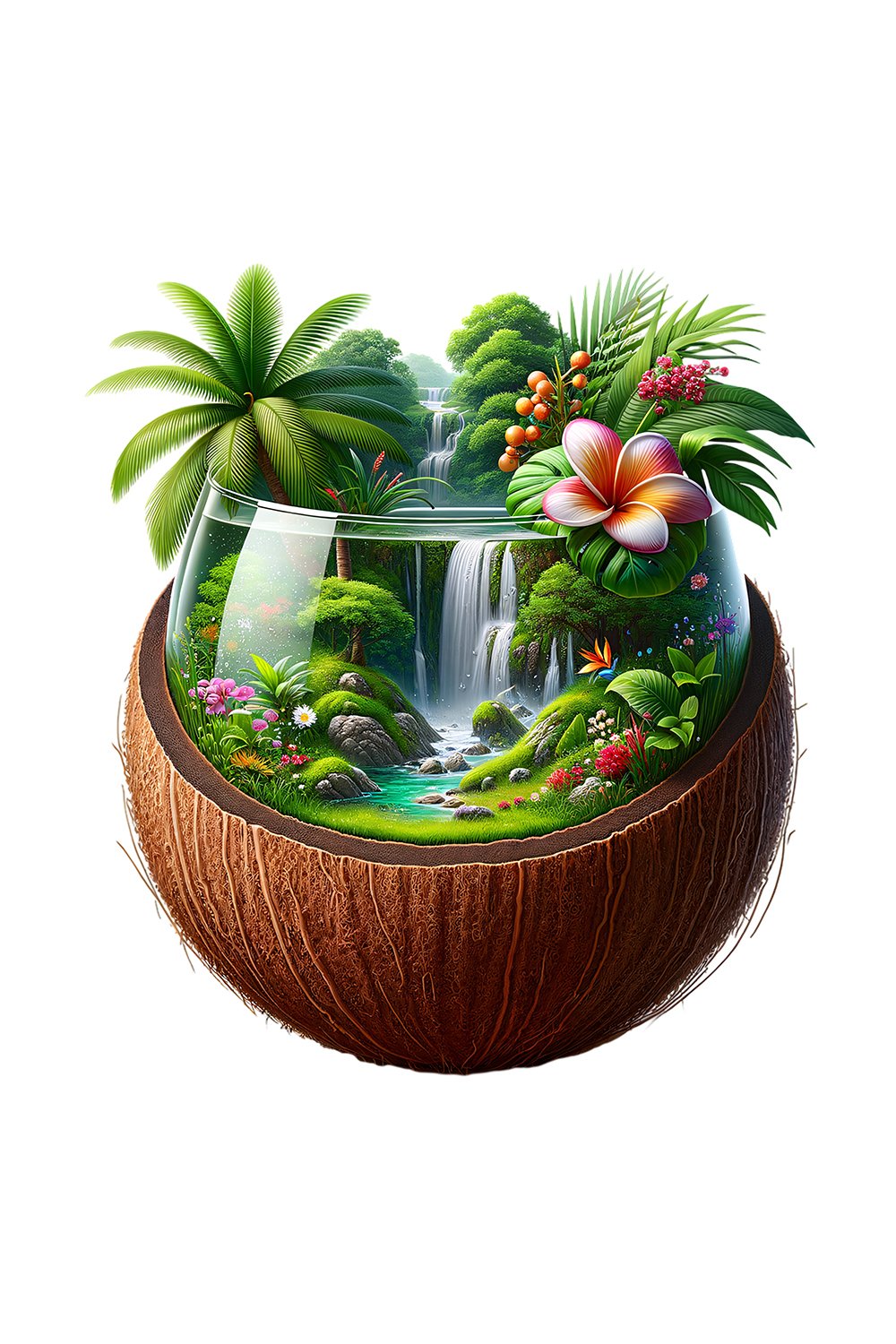 Tropical Coconut Cocktail Clipart Sublimation (3772447)