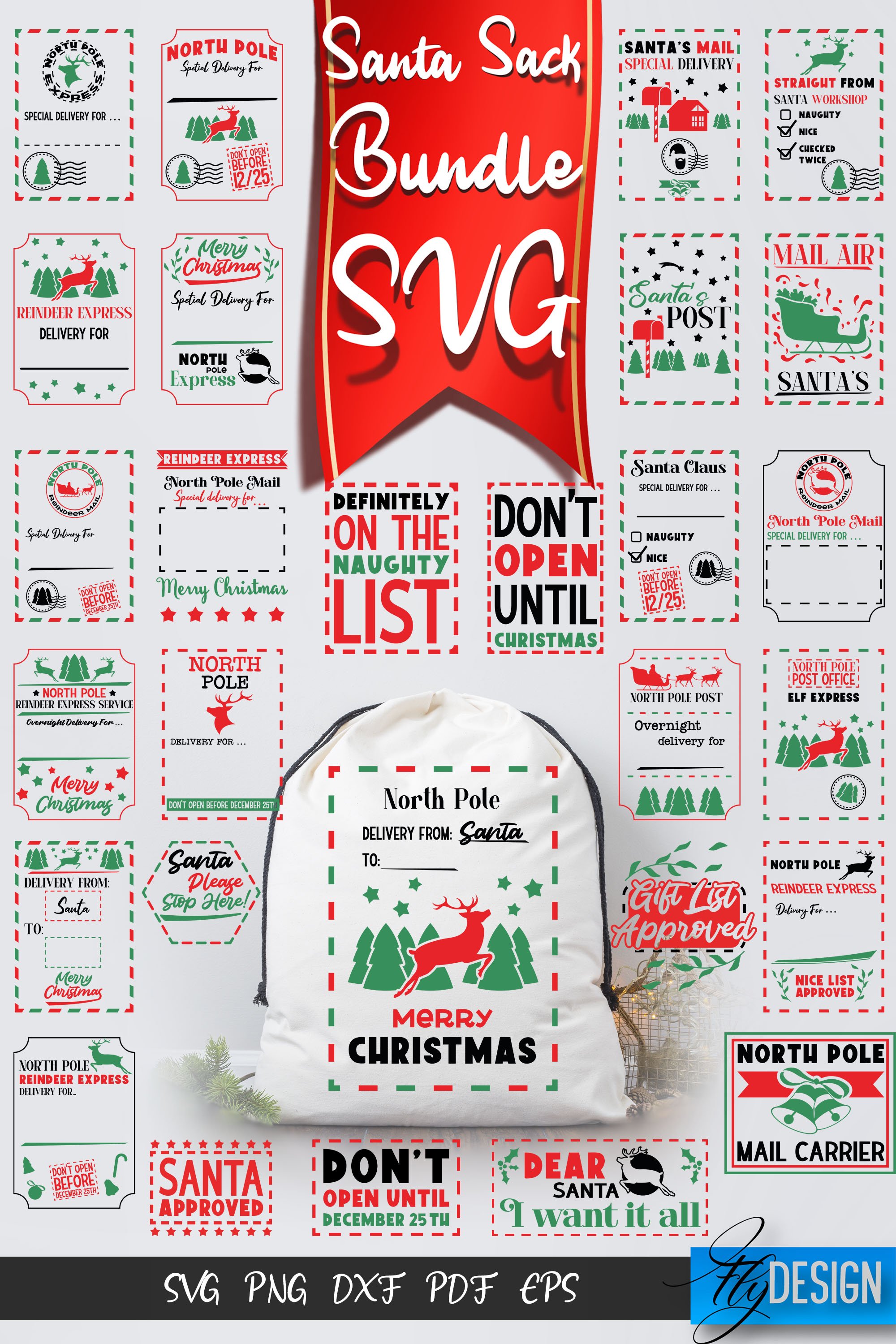 Santa Sack SVG Bundle, Santa Sack Bundle. Christmas SVG
