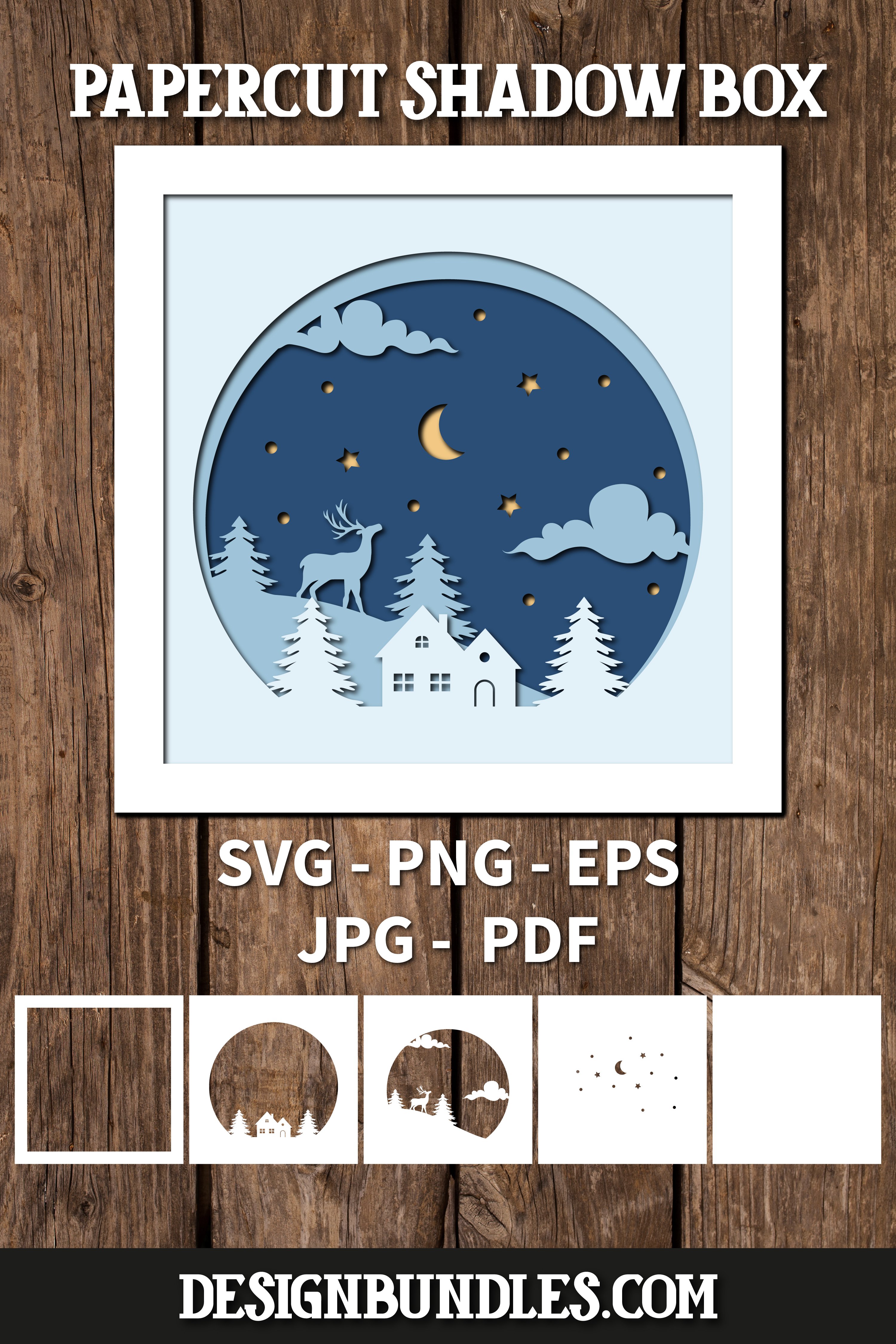 Christmas shadow box 8x8 template,Winter (1616708)