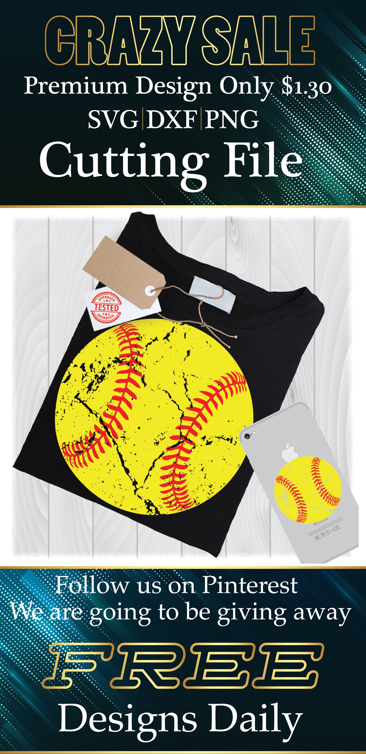 Distressed Softball SVG Files for Cricut Designs