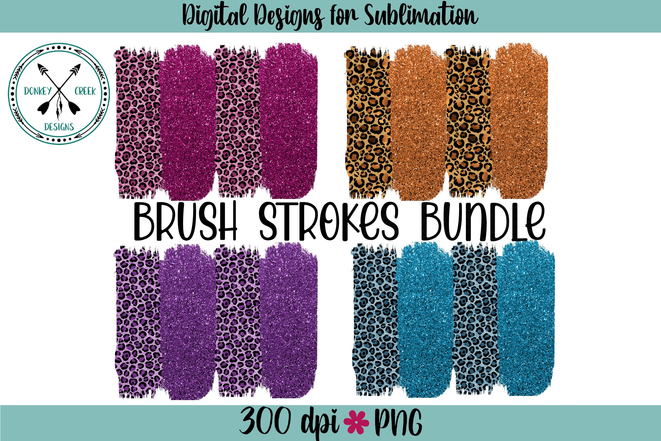 Leopard and Glitter Brush Strokes for Sublimation Designs