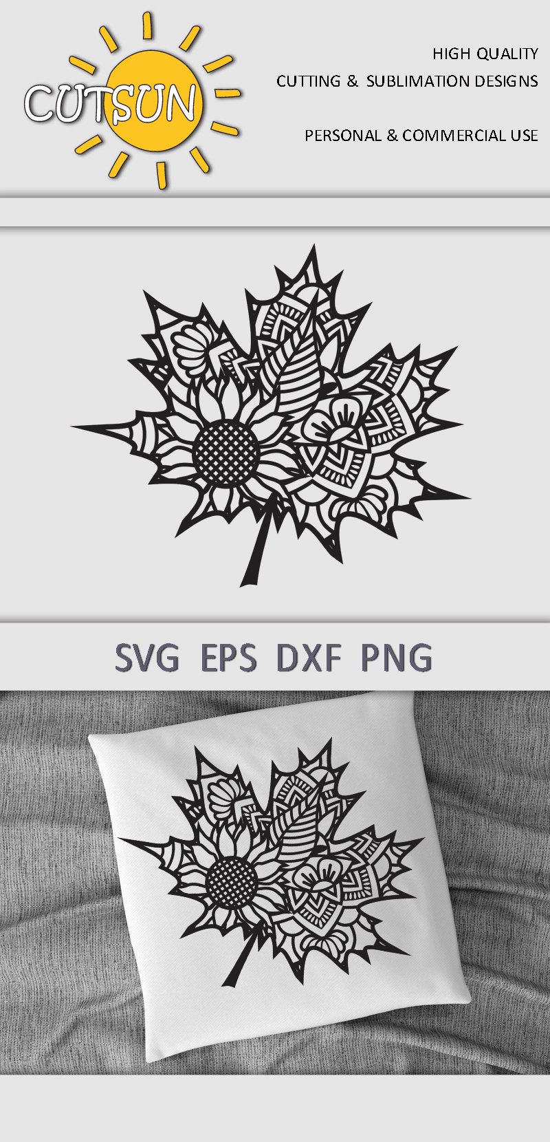 Fall SVG | Maple Leaf Mandala SVG | Autumn SVG