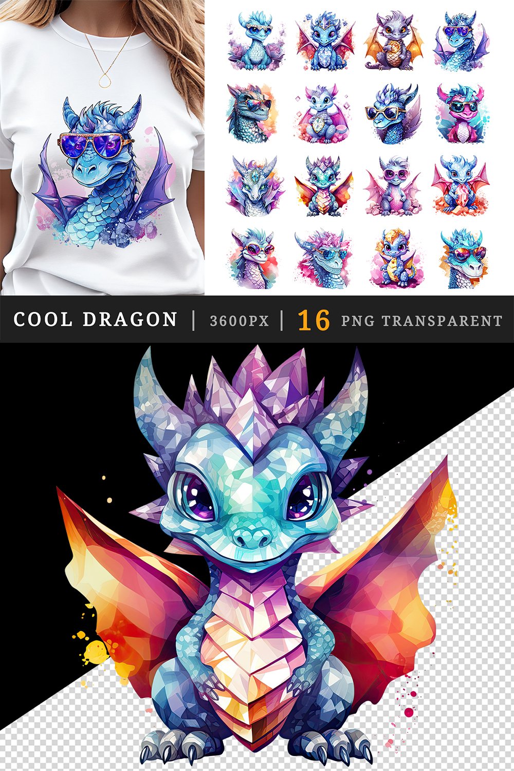 Cool dragon printable sublimation designs clipart bundle png