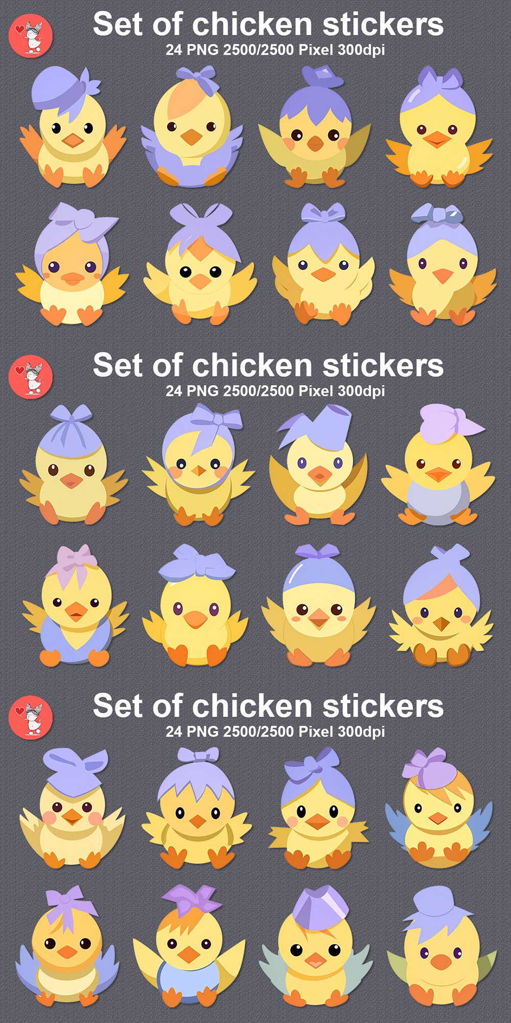 Set of chicken stickers