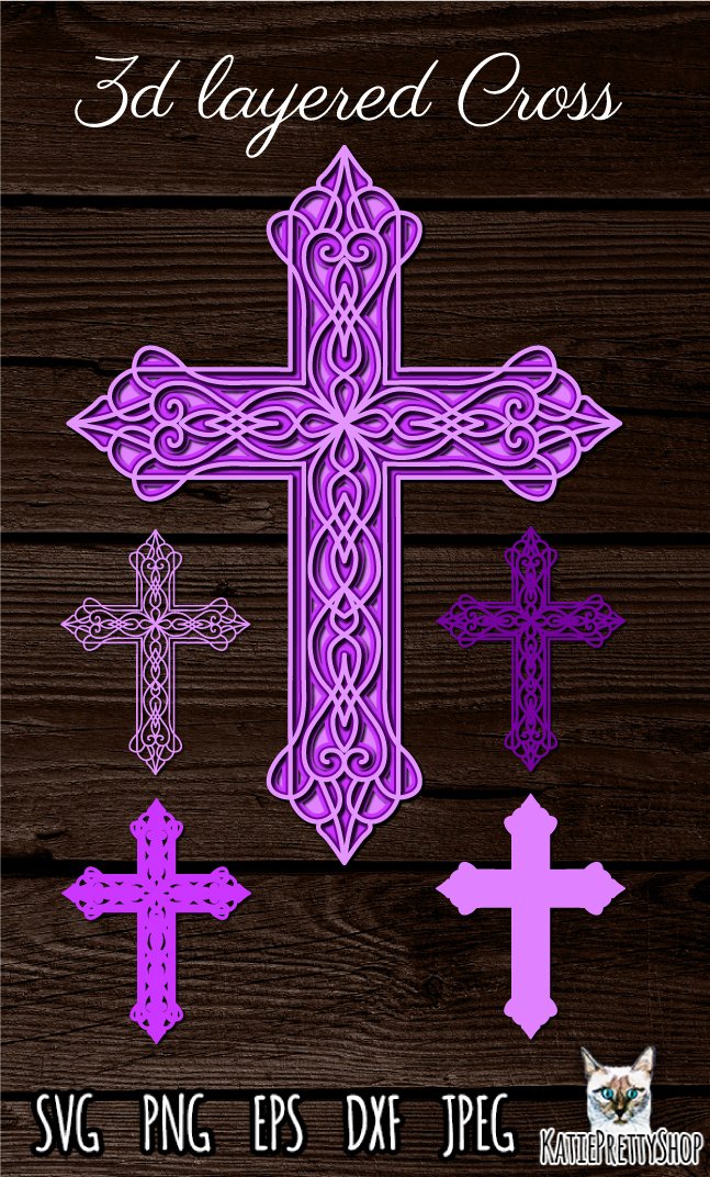 3d layered Cross svg, multilayered SVG, laser cut (1227471)