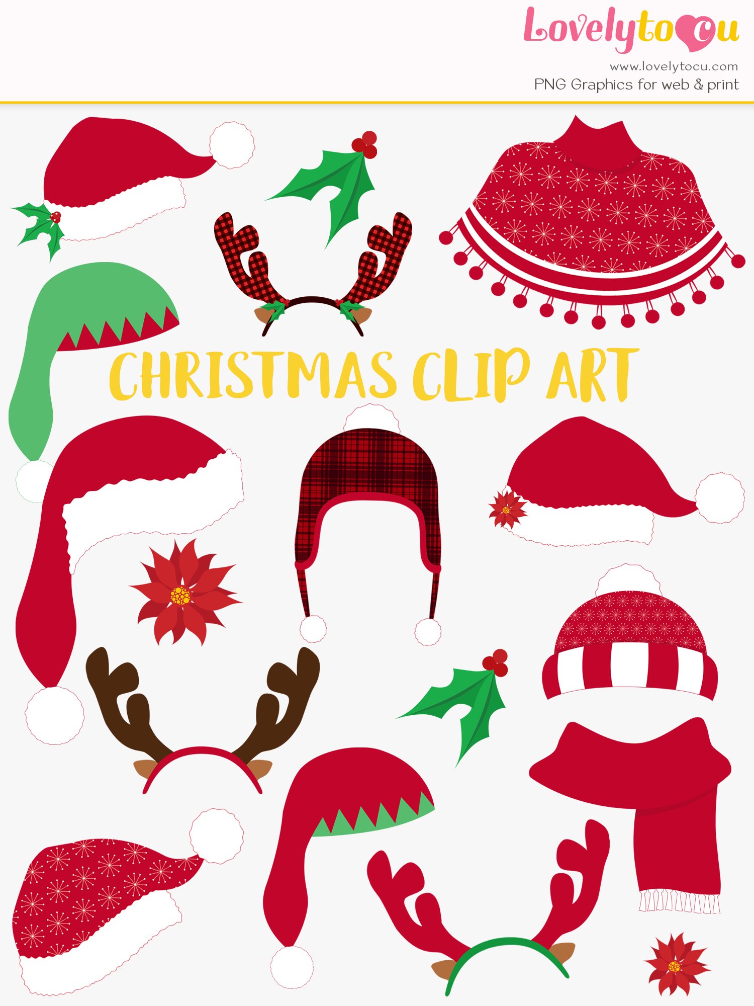 Christmas fashion accessories clipart, festive holiday PNG