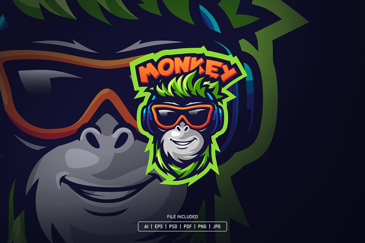 monkey vibes mascot logo