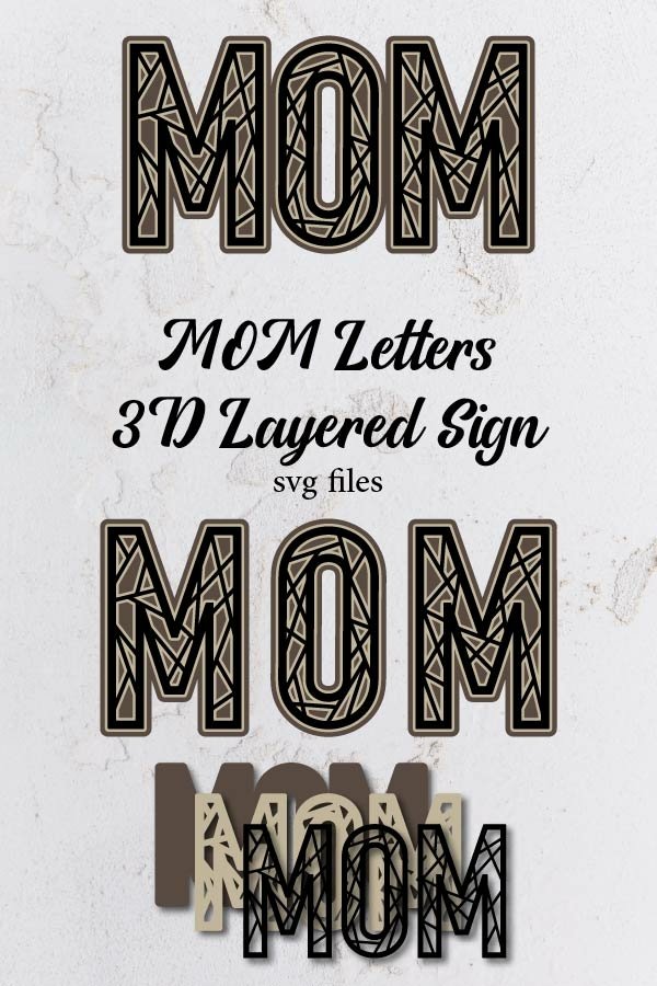 MOM SVG, 3D Layered Geometric Monogram sign, SVG files