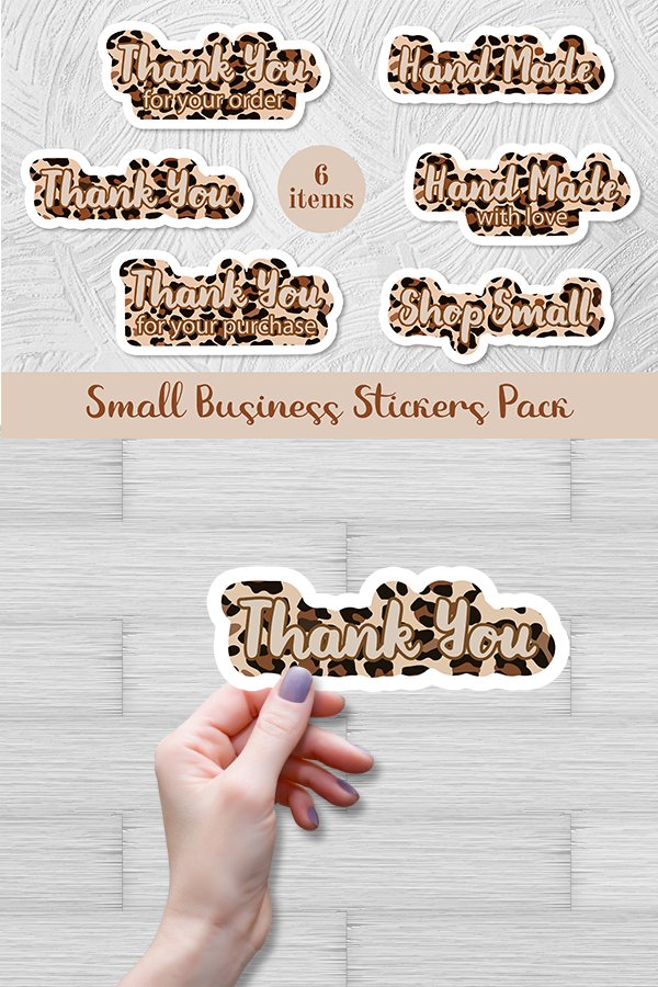 6 Small Business Stickers Pack. Png and jpg files