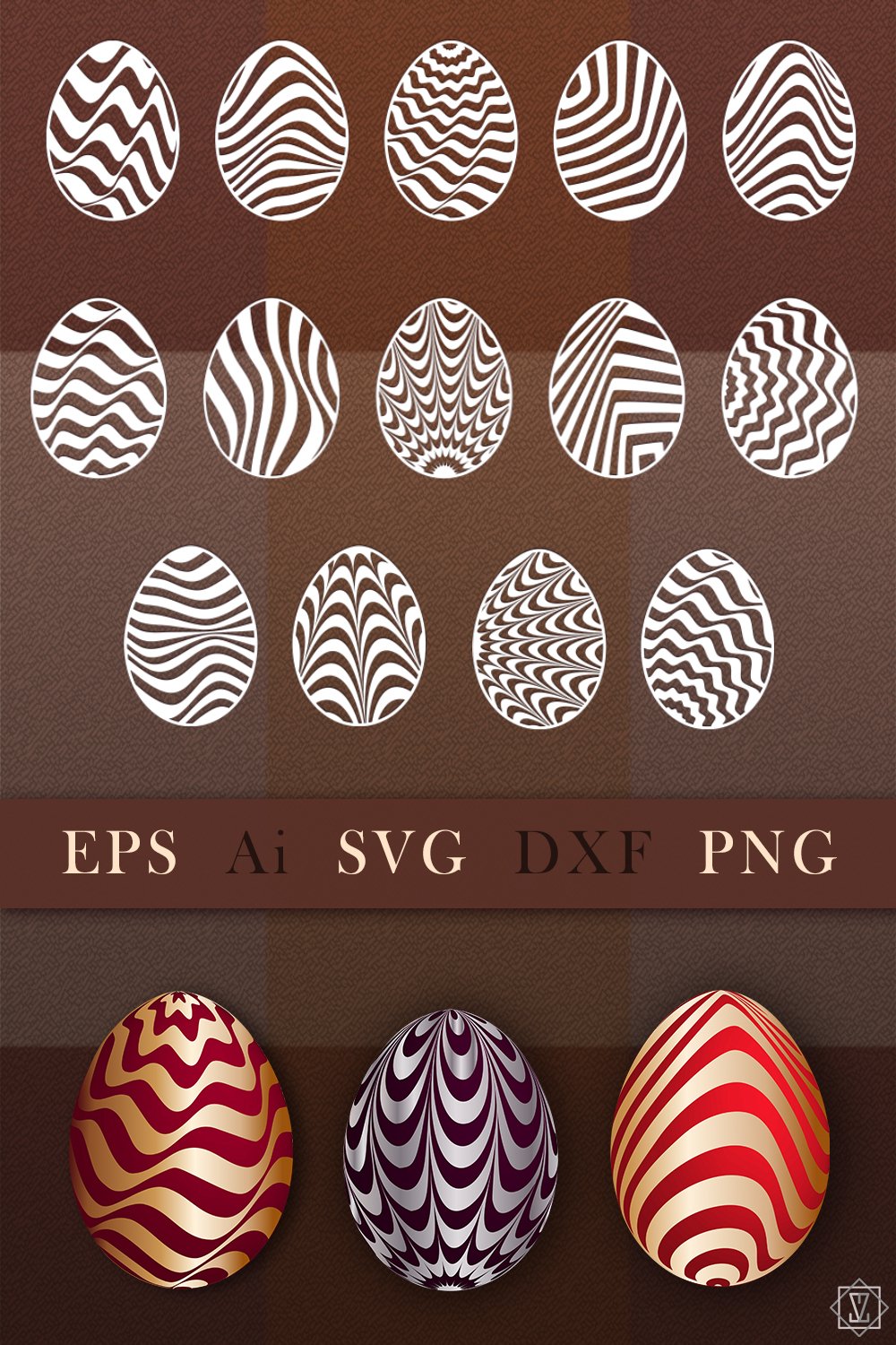 Set of wavy designs for eggs