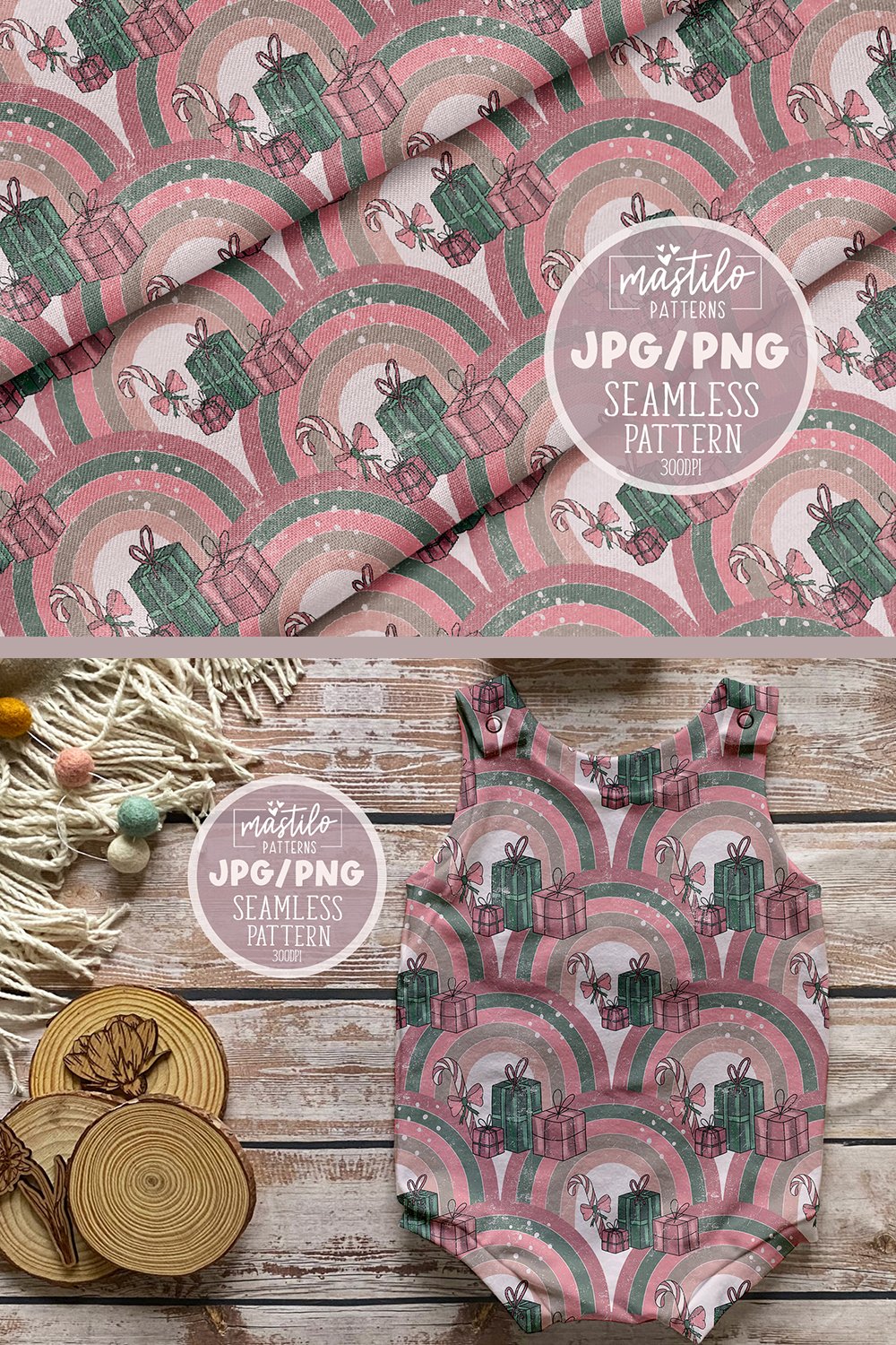 Boho Christmas Seamless Pattern | Boho Christmas Rainbows