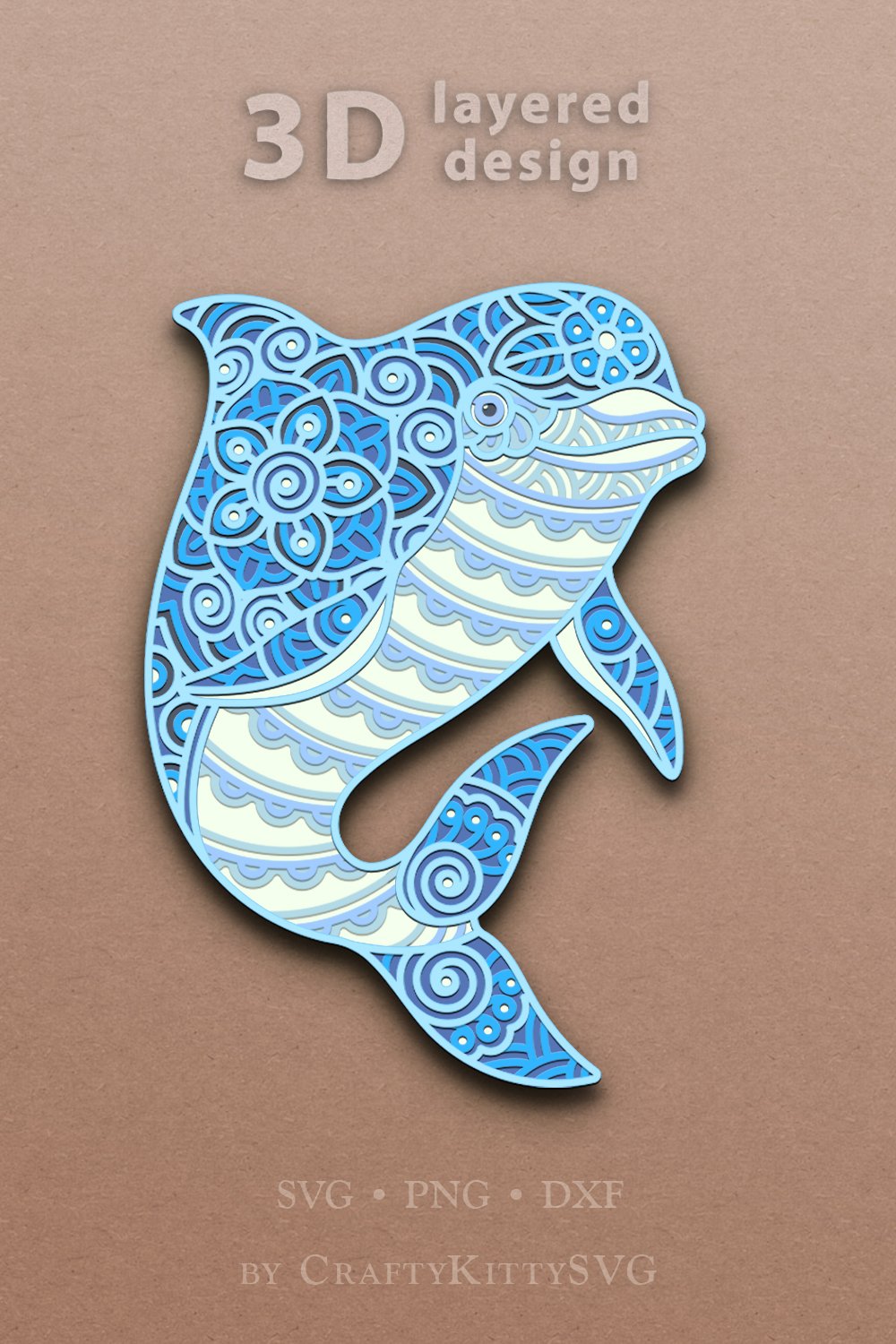 Sea Dolphin SVG, Dolphin Layered SVG, Dolphin Mandala SVG