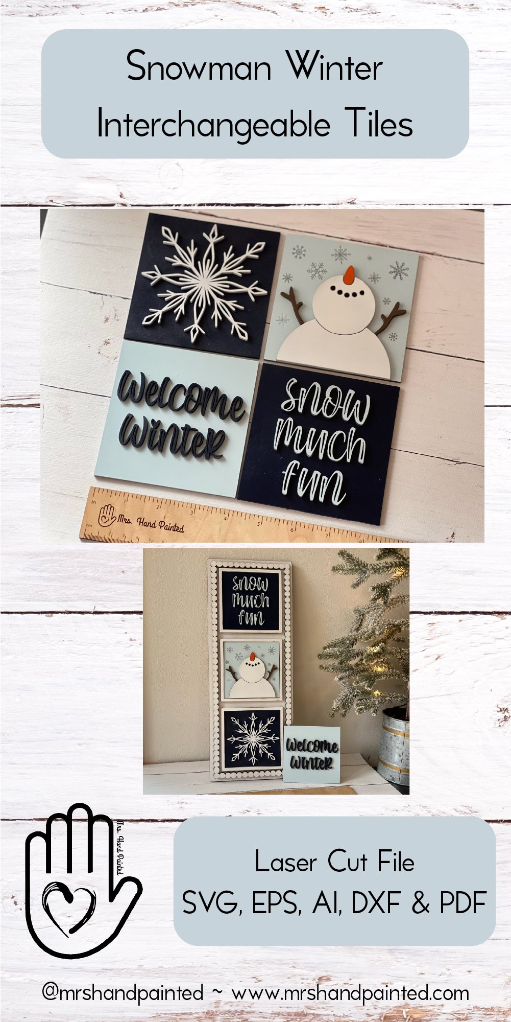 Snowman Winter Ladder Sign Tiles