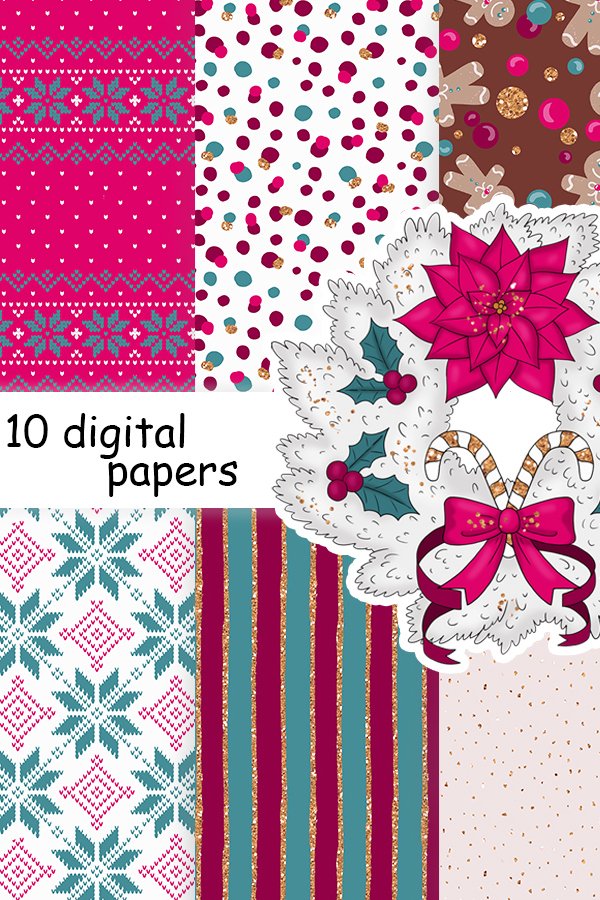 Holly Digital Paper | Christmas Background Bundle