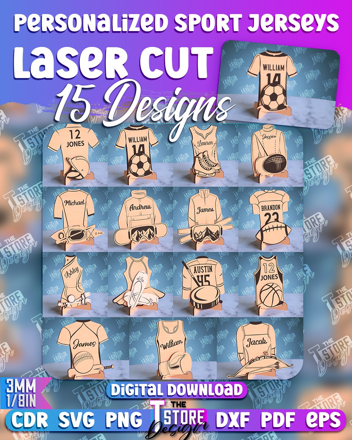 Personalized Sport Jerseys Laser Cut | 3D Custom (4113788)