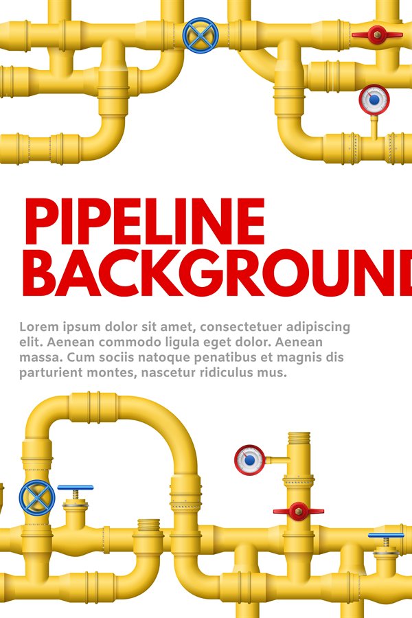 Industrial yellow pipeline. Pipeline frame, yellow pipes for