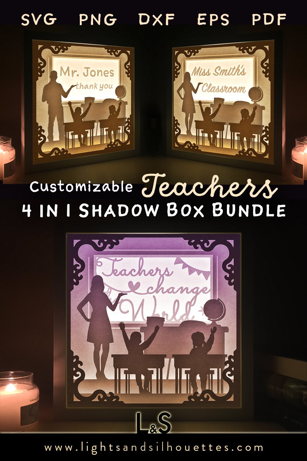 Teacher Shadow Box Bundle | Customizable Lightbox Svg