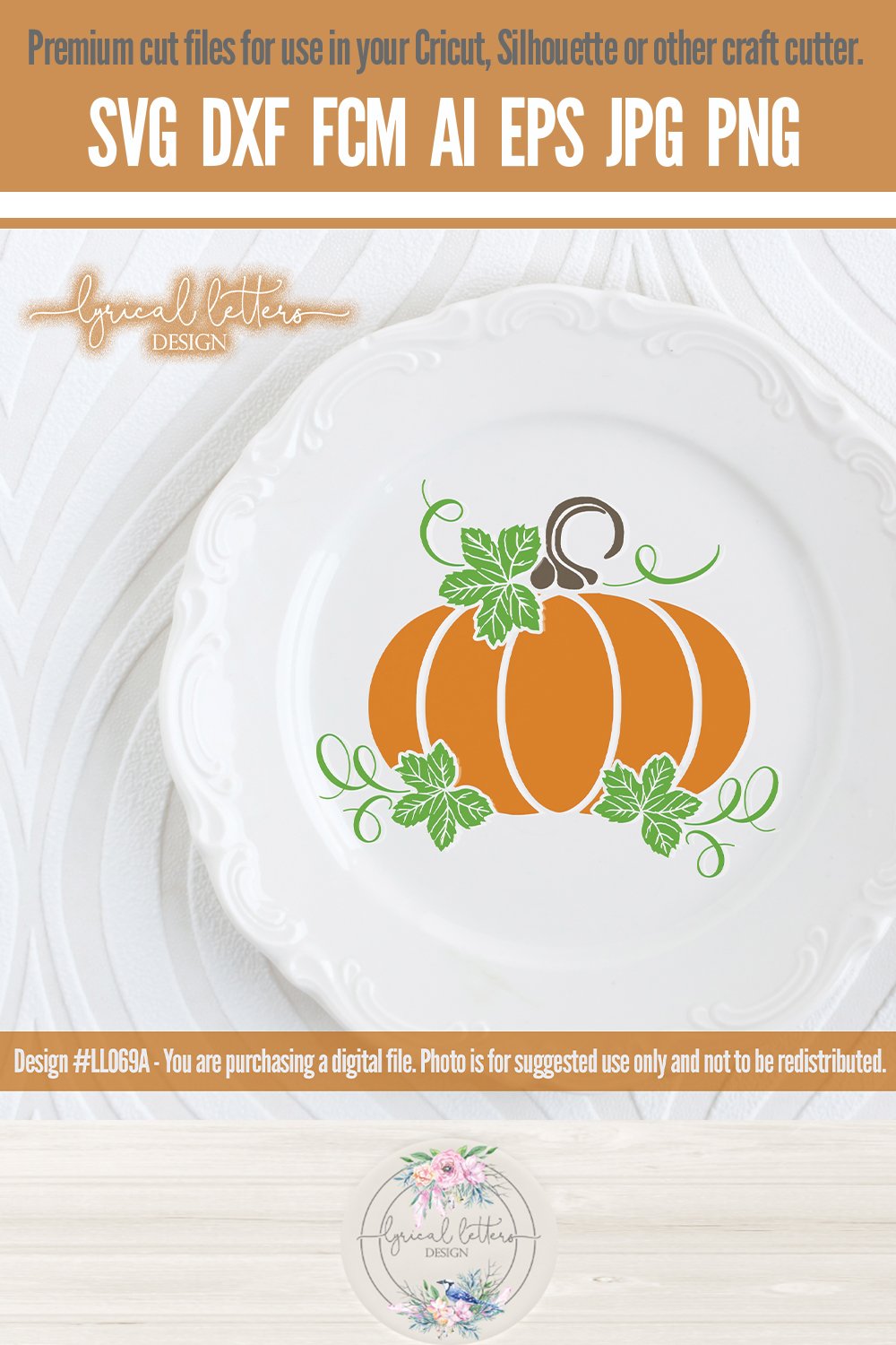 Fall Pumpkin Art SVG Cut File LL069A