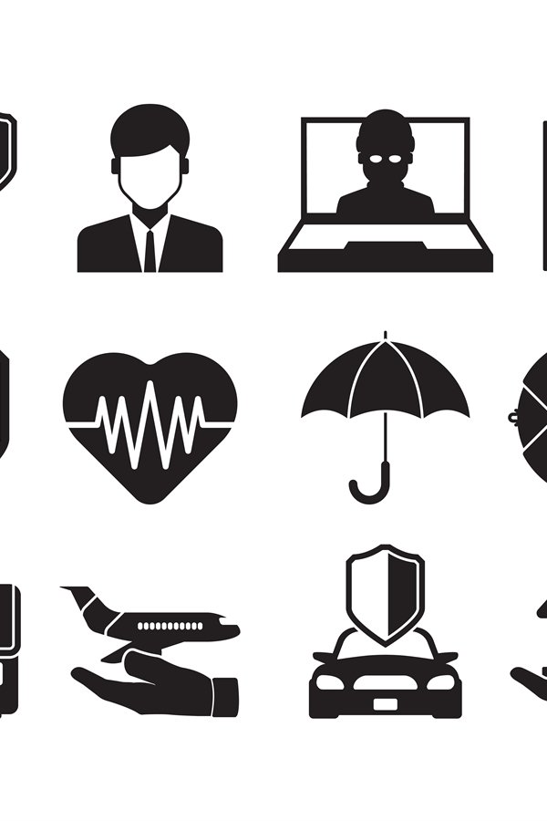 Insurance silhouettes. Protective life property disaster hom