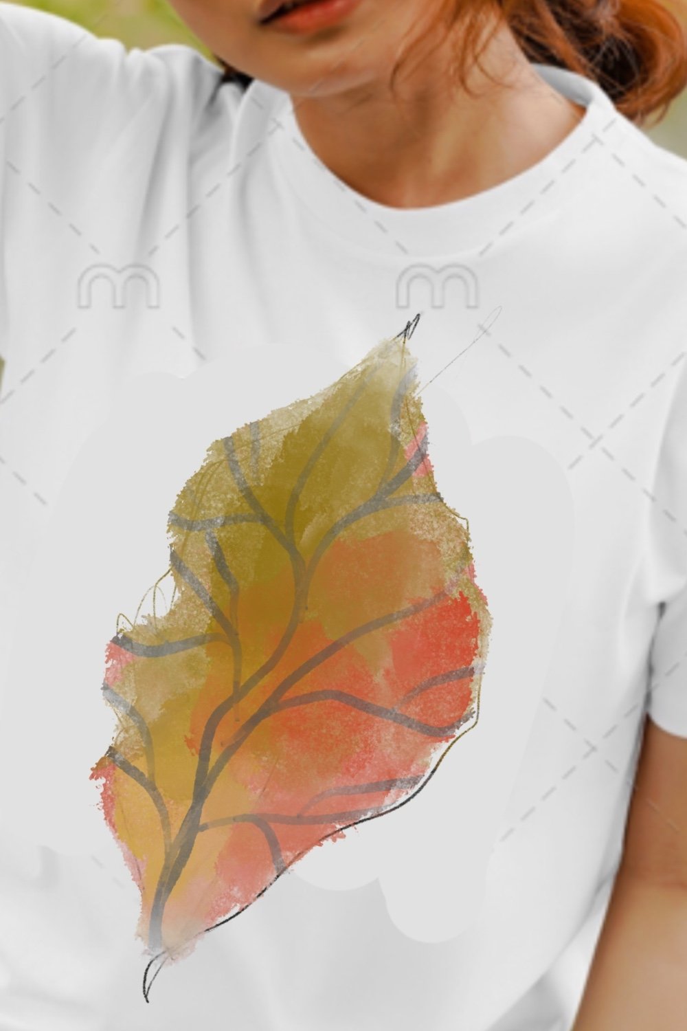 sublimation background . Fall watercolor leaf red and green