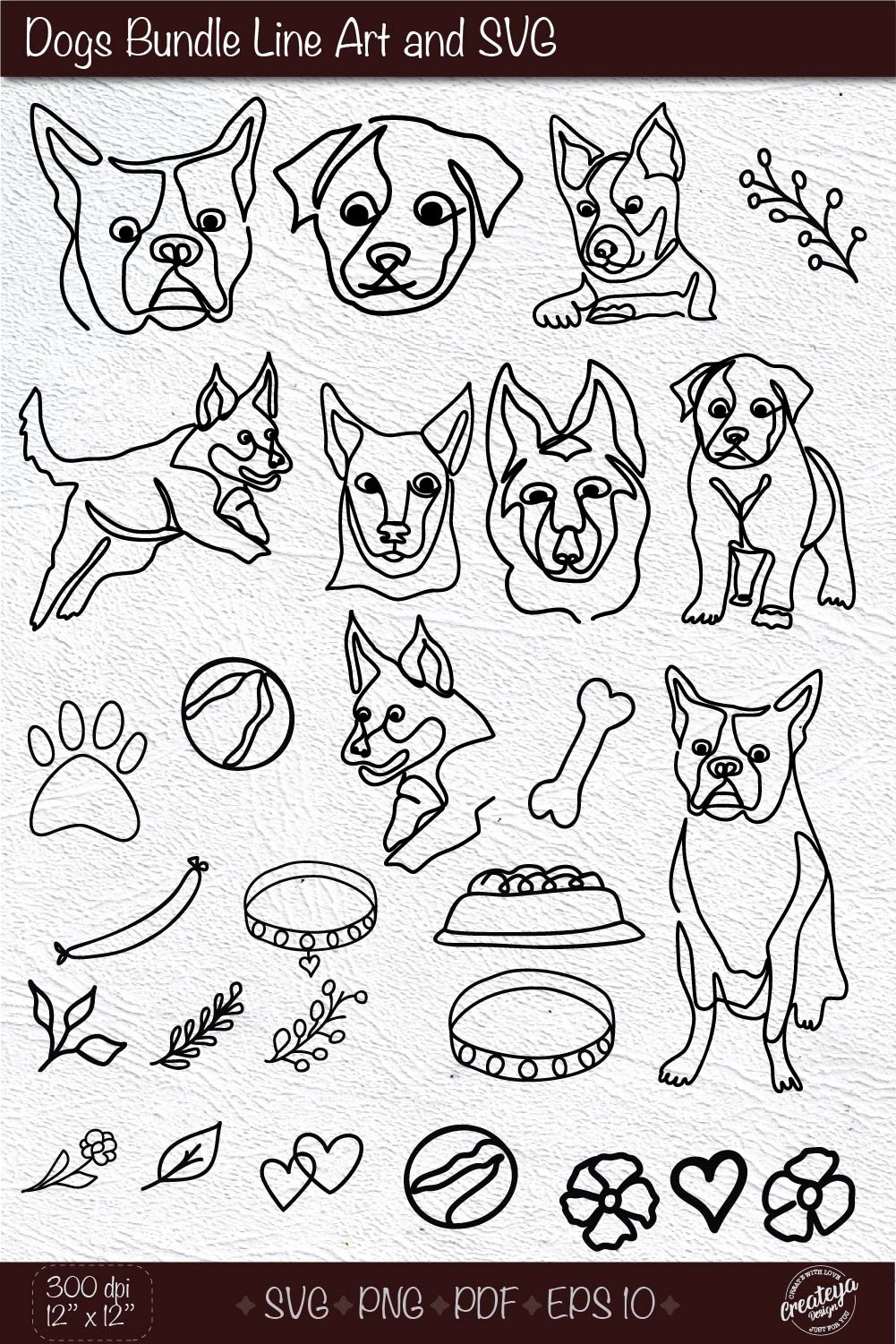 Dog bundle Svg, Dog outline SVG, dog breed line art, drawing