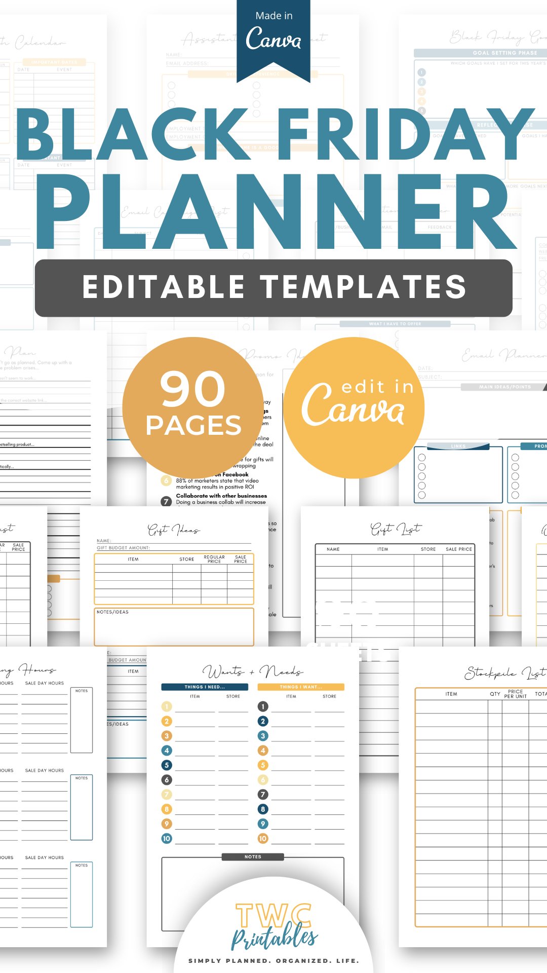 Black Friday planner canva templates