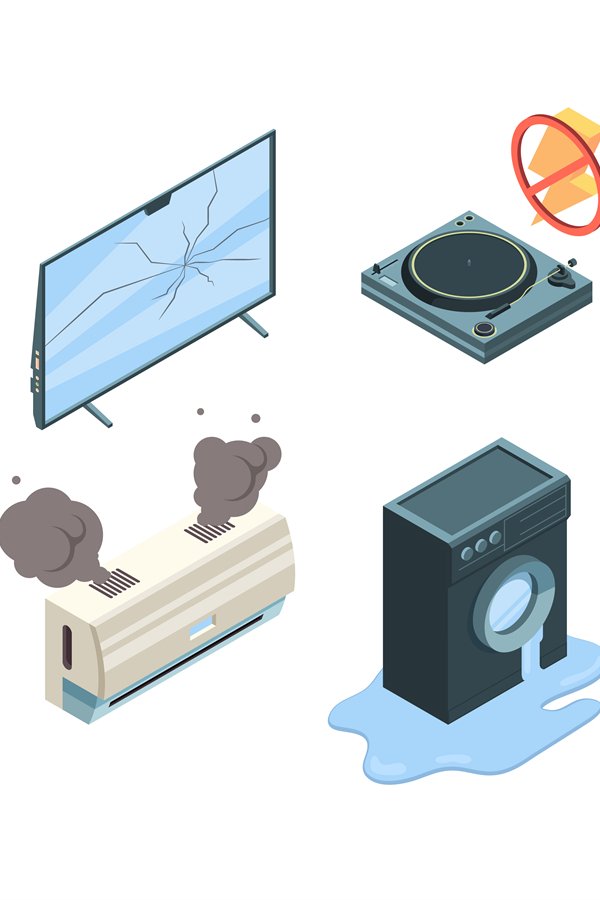 Broken appliances. Electronic technics home problems with ga