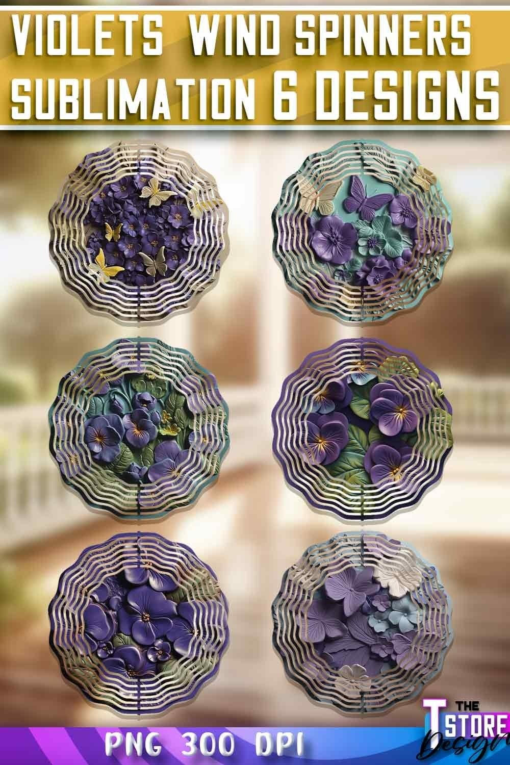 Violets Wind Spinners Sublimation | PNG Design | (2921618)