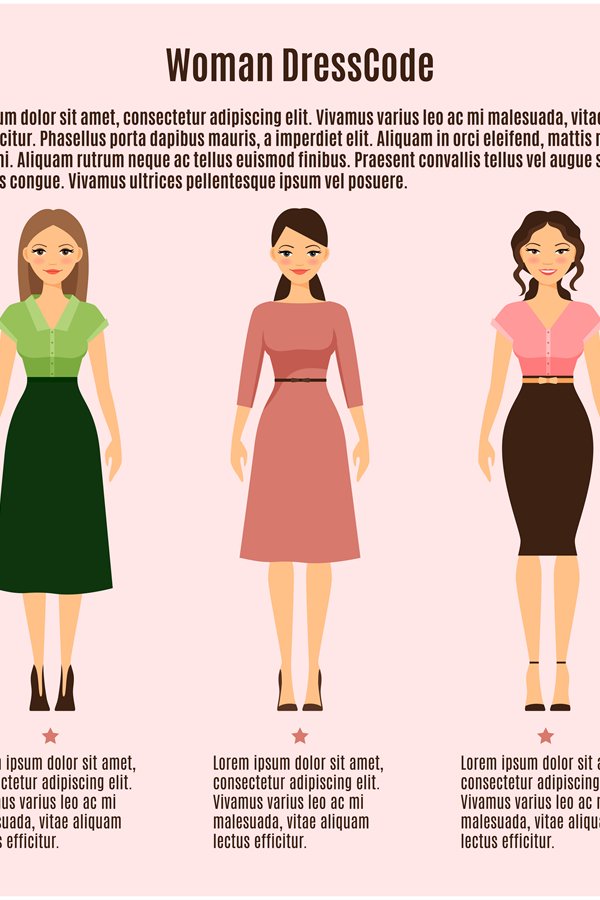 Woman Dress Code infographic on pink