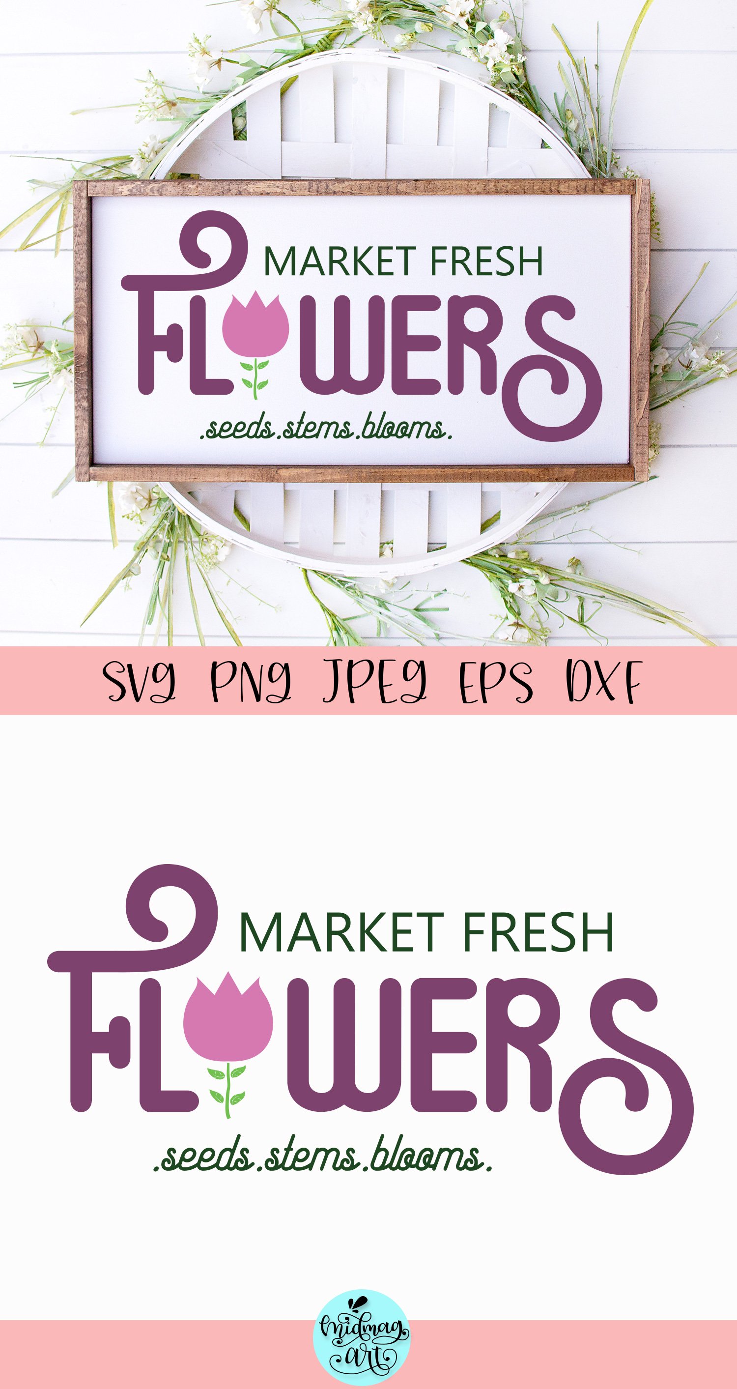 Market fresh flowers wood sign svg, spring sign svg