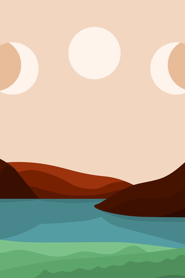 Moon phases background. Contemporary art poster, modern aest